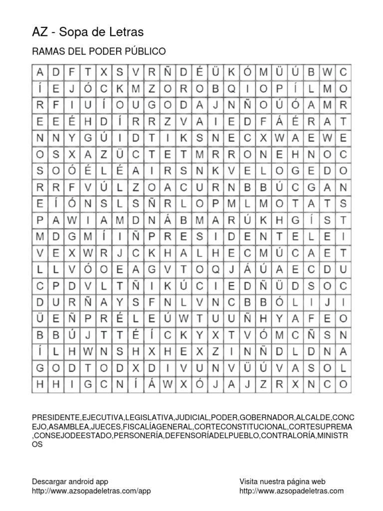 Sopa de Letras: Ramas del Poder en Colombia | PDF