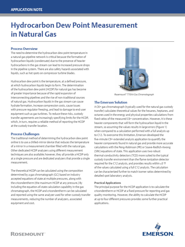 Application Note Hydrocarbon Dew Point Application Rosemount en 72728 ...