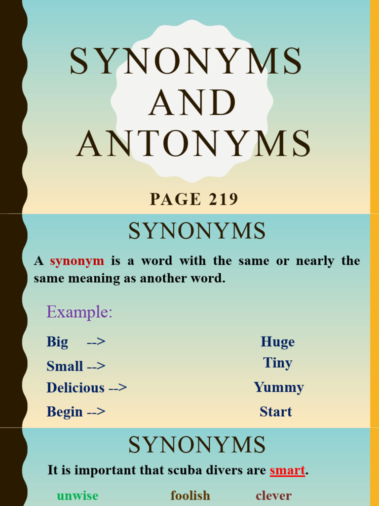 English 3 SYNONYMS and ANTONYMS | PDF | Semantics | Lexicology