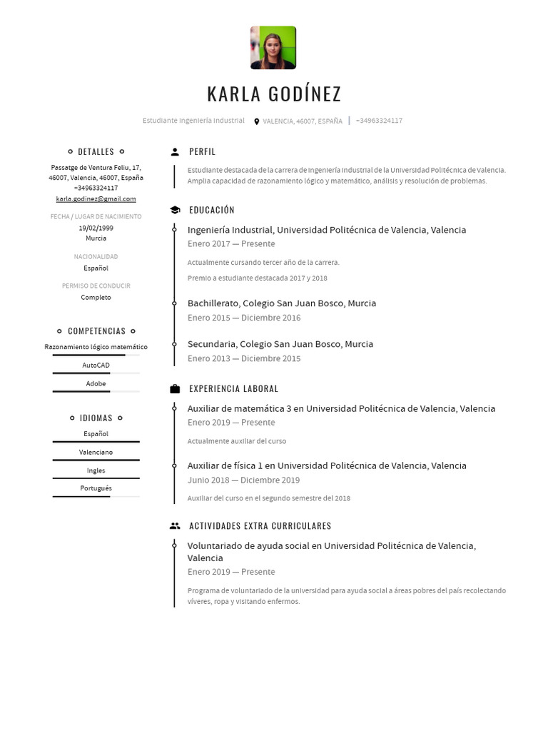 Perfil de Karla Godínez, Estudiante de Ingeniería | PDF