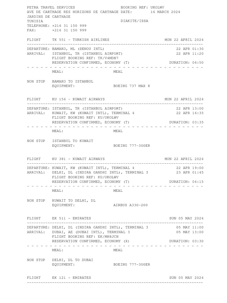 Billet DIAKITE ISSA | PDF | Emirates (Airline) | Civil Aviation
