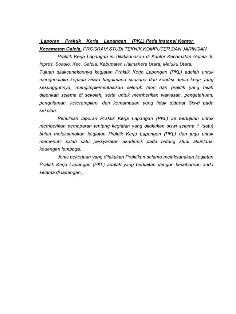 LAPORAN PKL SMK Icha | PDF