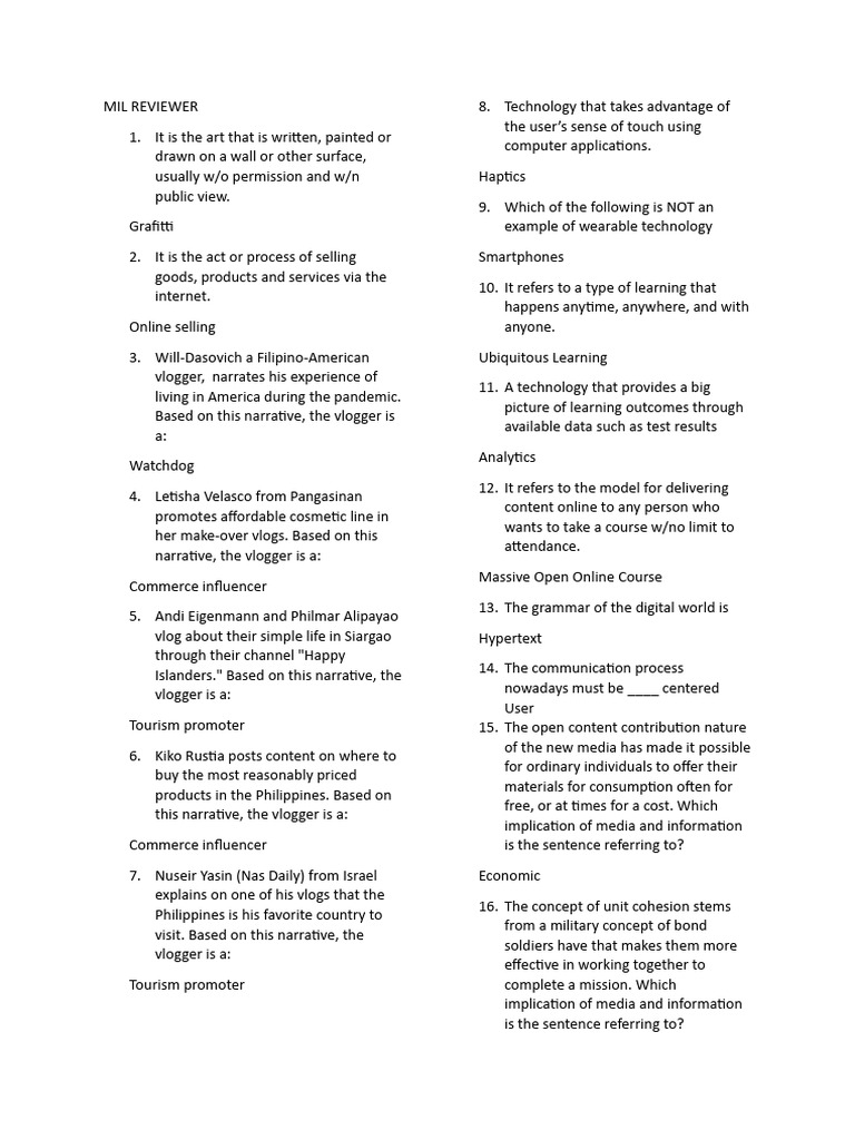 Mil Reviewer-2 | Download Free PDF | Educational Technology | Evaluation