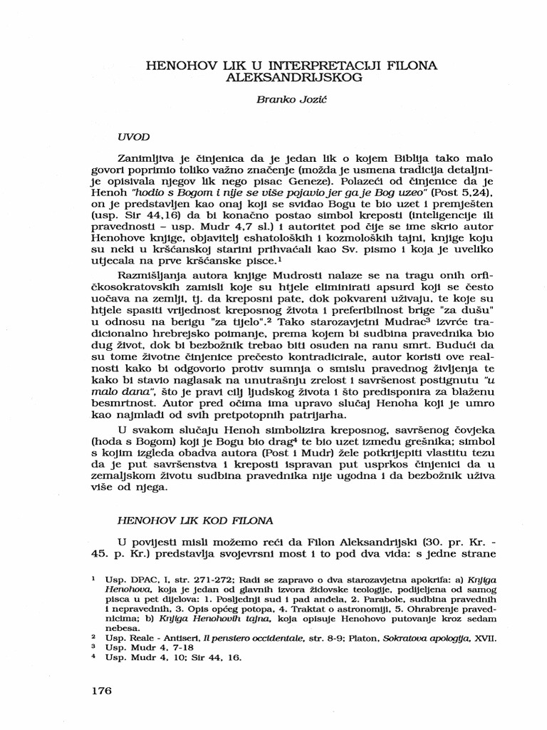 Branko Jozić - HENOHOV LIK U INTERPRETACIJI FILONA ALEKSANDRIJSKOG | PDF