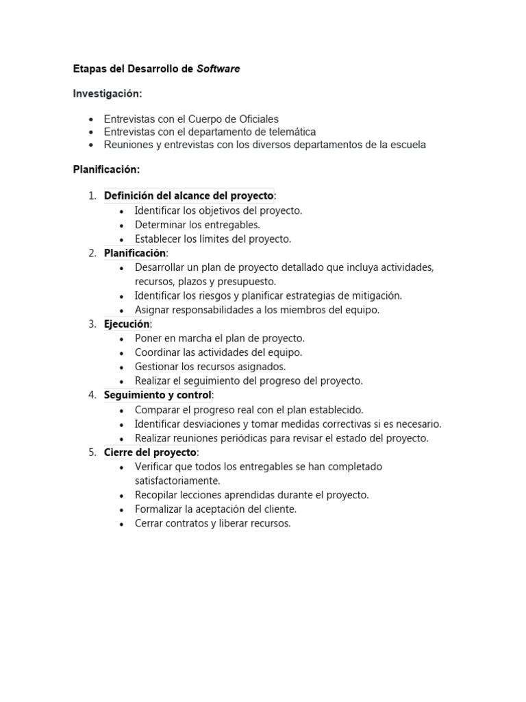 Etapas Del Desarrollo de Software | Descargar gratis PDF | Software | Ingeniería de software