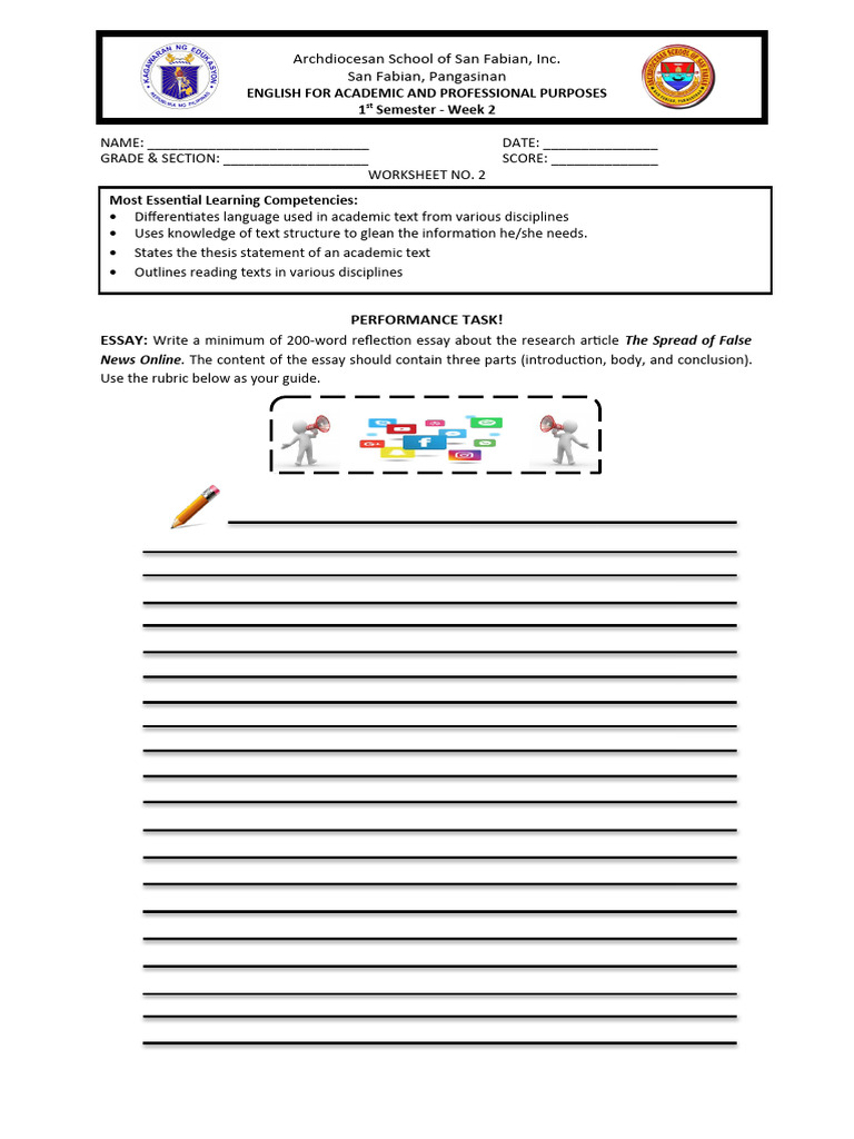 Eapp Worksheet 2 | PDF | Learning | Writing