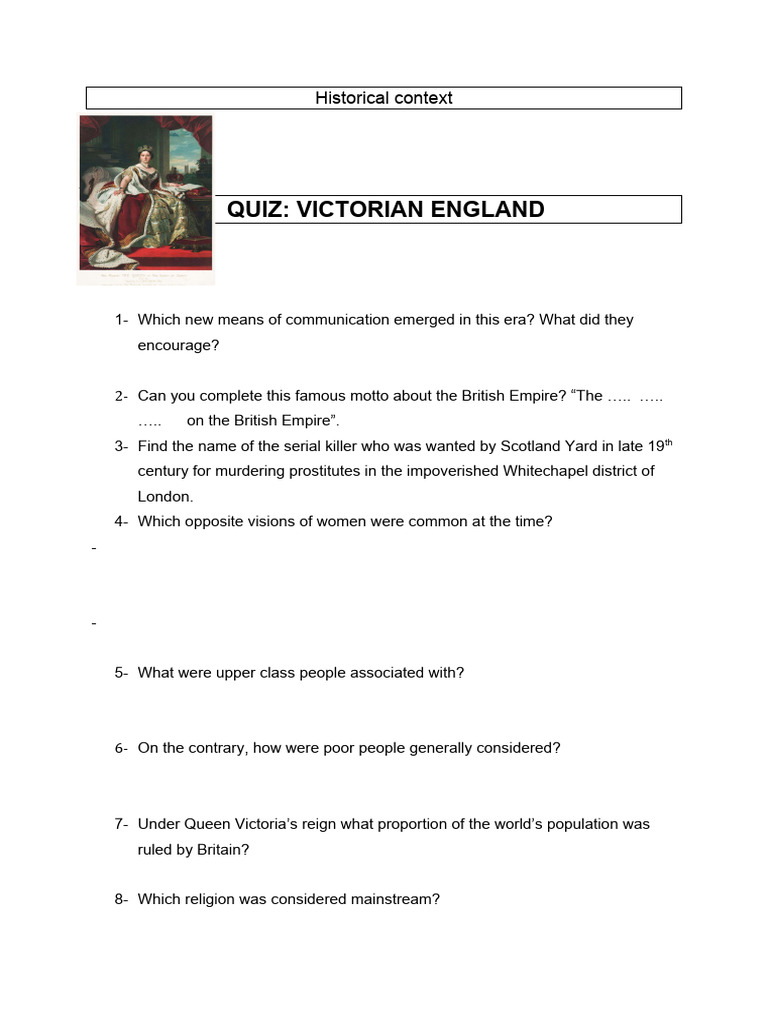1b-Victorian England QUIZ | PDF