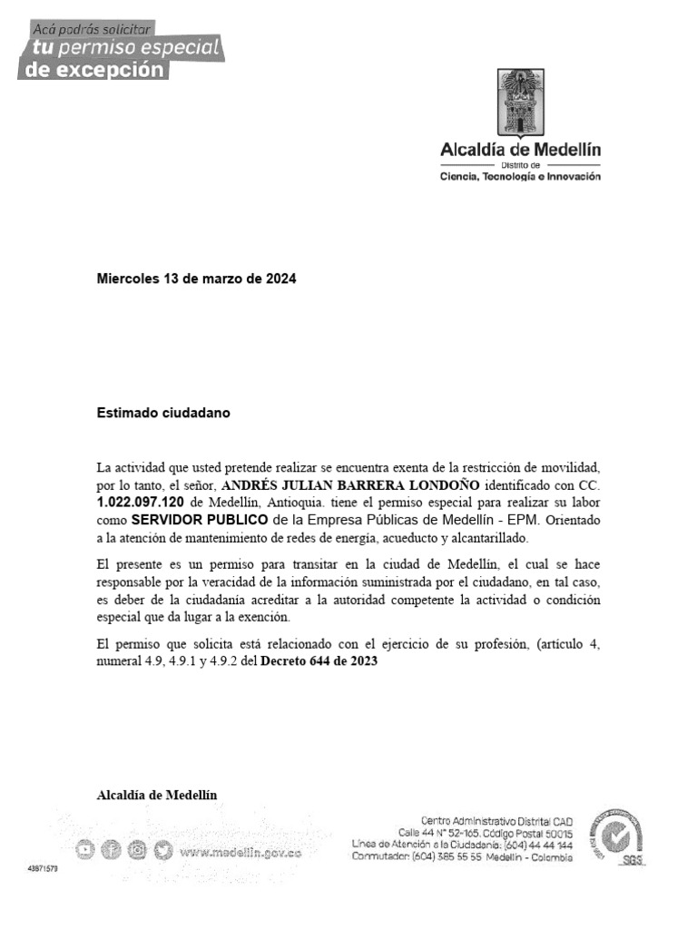 Permiso de Maritza | PDF