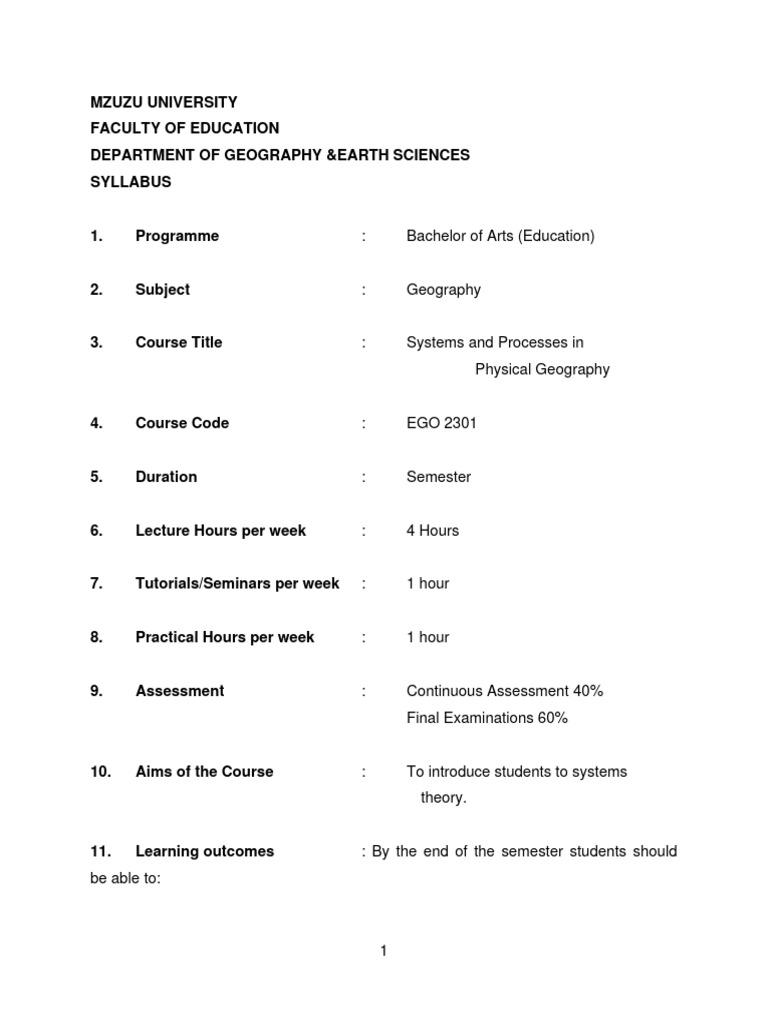 Physical Geography Systems Syllabus | PDF | Atmosphere Of Earth ...