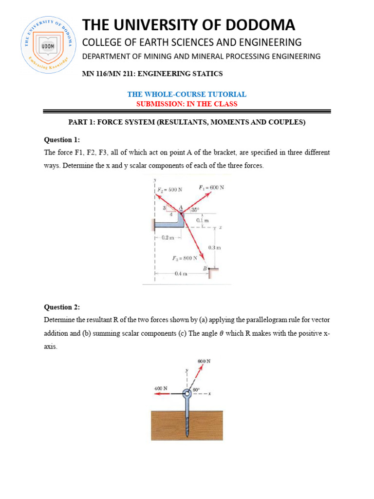 Engineering Statics Course Tutorial | PDF | Force | Applied And Interdisciplinary Physics