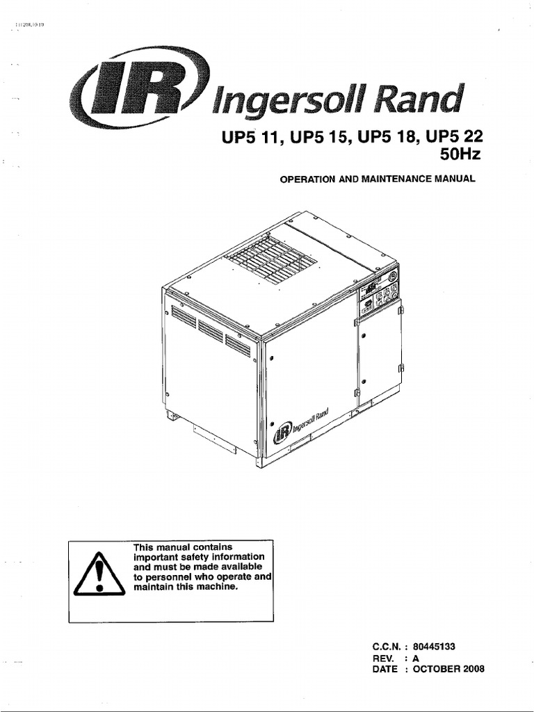Compressor Ingersol Rand Up5 Series Manual de Operacoes e Manutencao ...