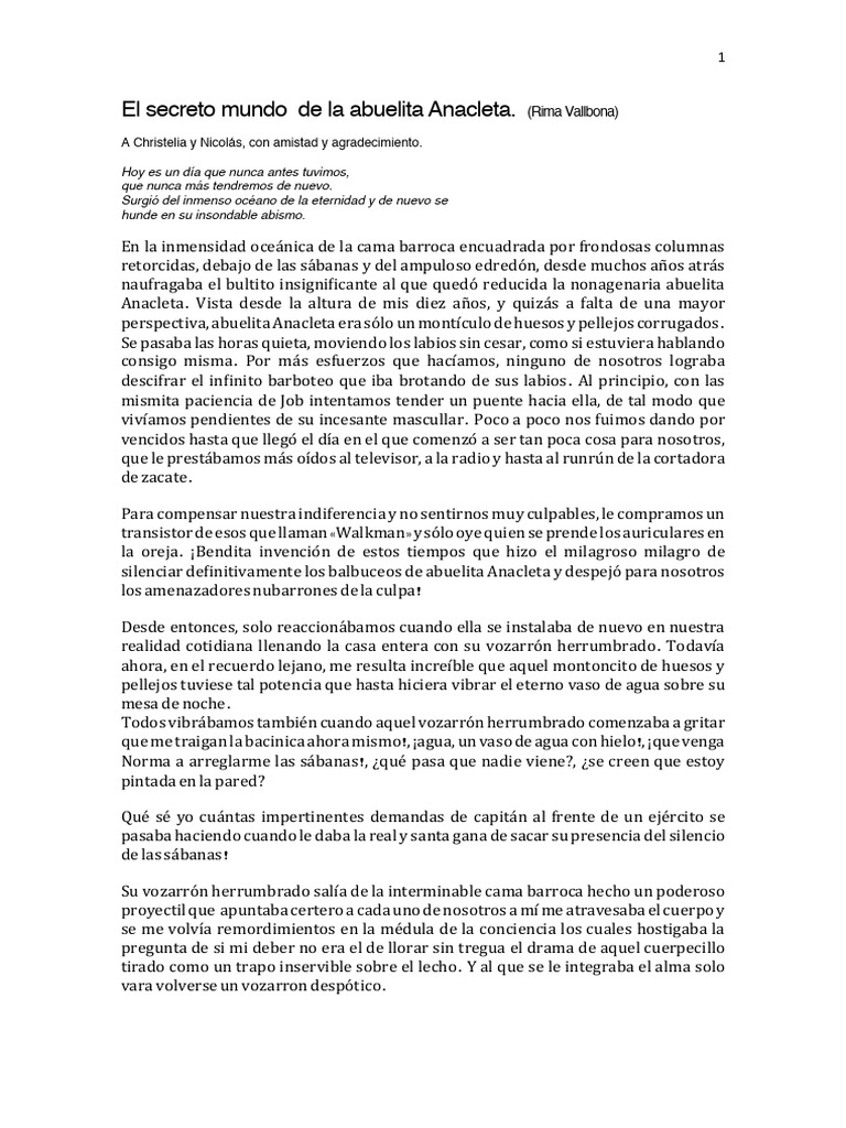 El secreto mundo de la abuelita Anacleta | PDF | Libros para adolescentes