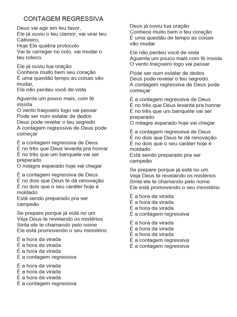 Letra Contagem Regressiva | PDF | Crença e doutrina religiosa