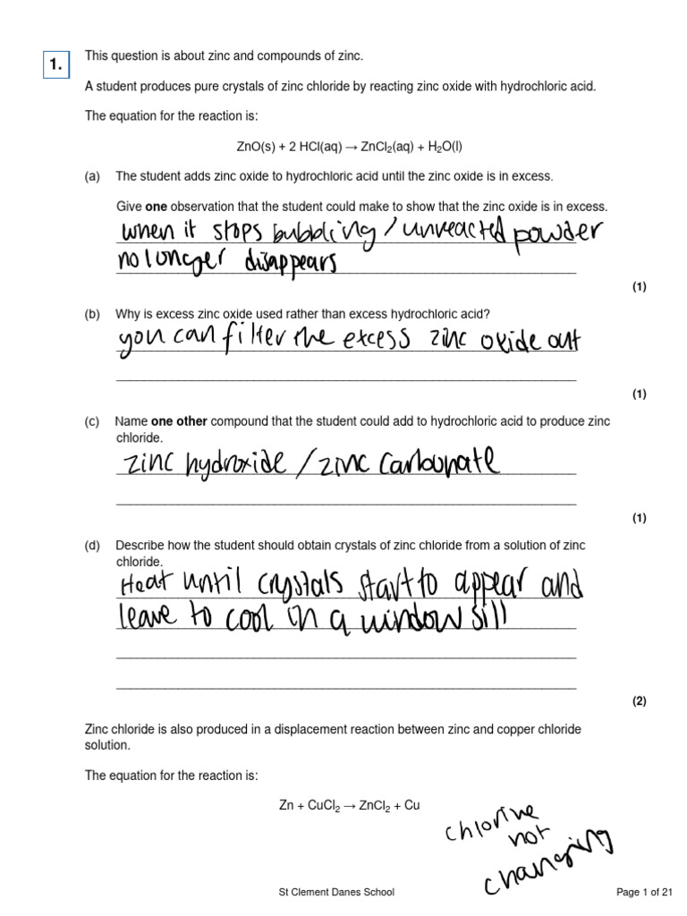 Chem Paper 1 Pracs QP | PDF | Acid | Solubility Chem Paper 1 Pracs QP | PDF | Acid | Solubility