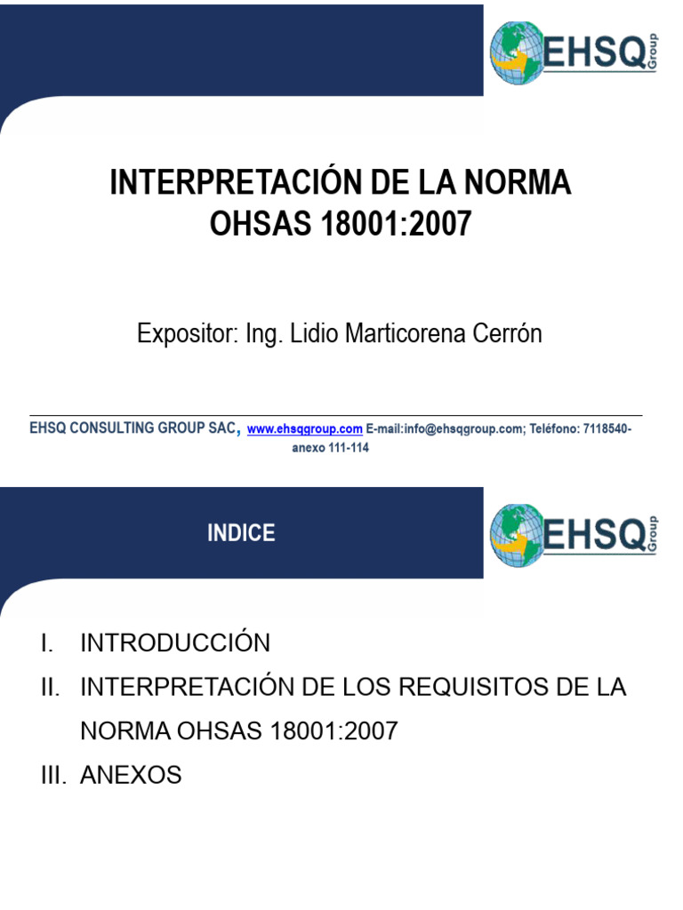 00 Interpretación OHSAS 18001 y LEY 29783 | PDF
