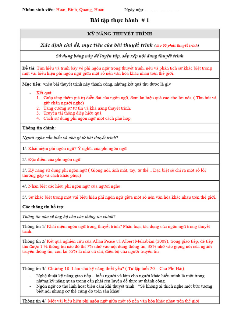 Bai Tap So 1 (Xac Dinh Chu De, Muc Dich) | PDF