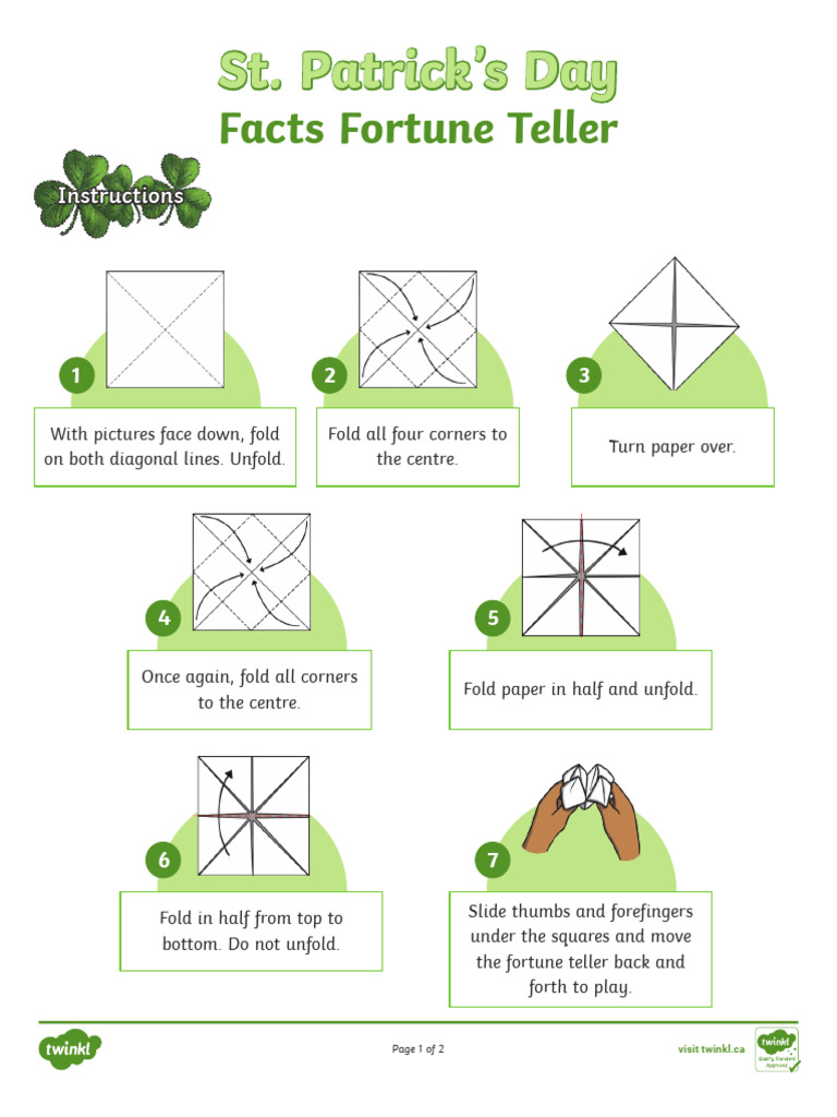 St. Patrick's Day Facts Fortune Teller Craft | PDF | Saint Patrick ...