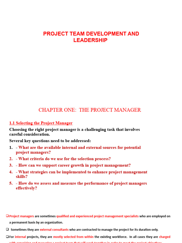 Team Dev't CH 01 | PDF | Project Management | Leadership