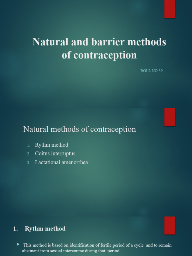 Contraception: Natural & Barrier Methods | PDF | Birth Control | Condom