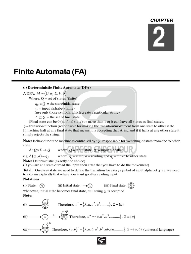 Toc Finite Automata Pdf Formal Methods Theoretical Computer Science