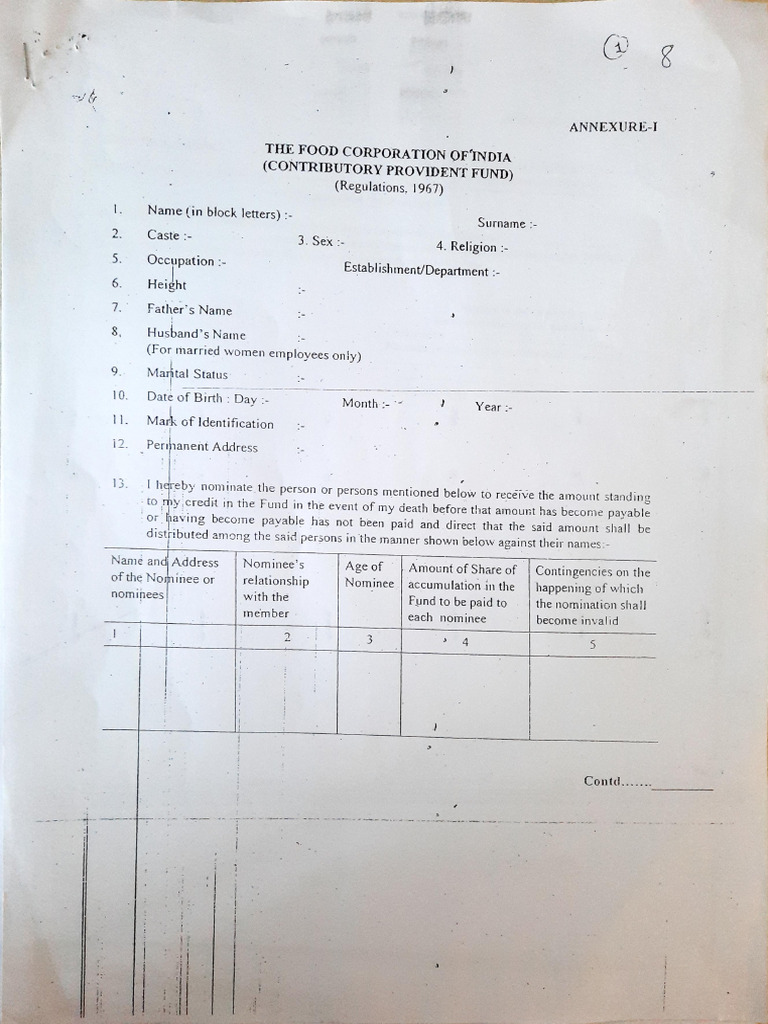CPF Form | PDF