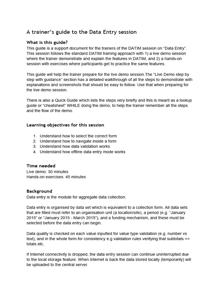 TrainersguidetoDataEntryv1 1 | PDF | Information Technology | Computing