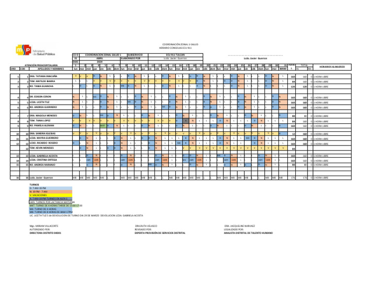 Horario Abril 2024 | PDF