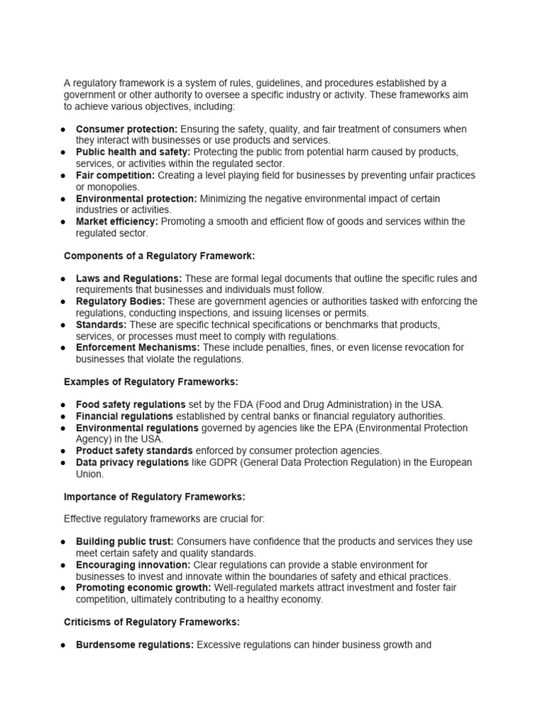What Is The Regulatory Framework | PDF | Regulation | Regulatory Compliance