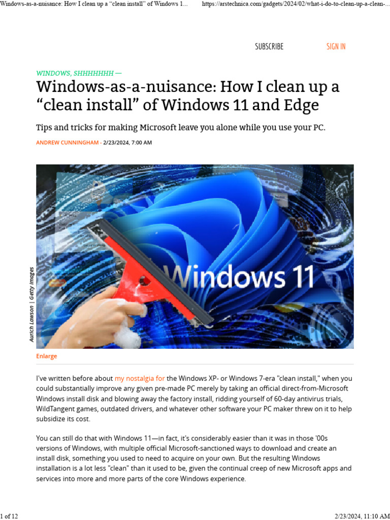 Windows-As-A-Nuisance How I Clean Up A "Clean Install" of Windows 11 ...