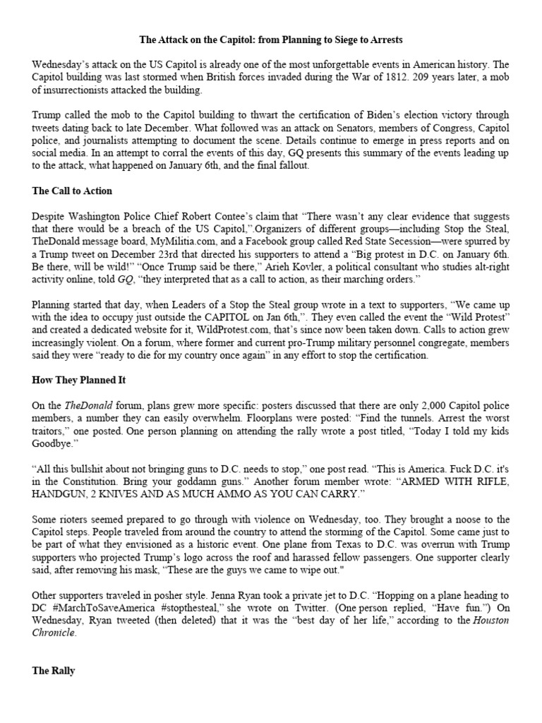 The Attack On The Capitol | PDF | Donald Trump | American Government