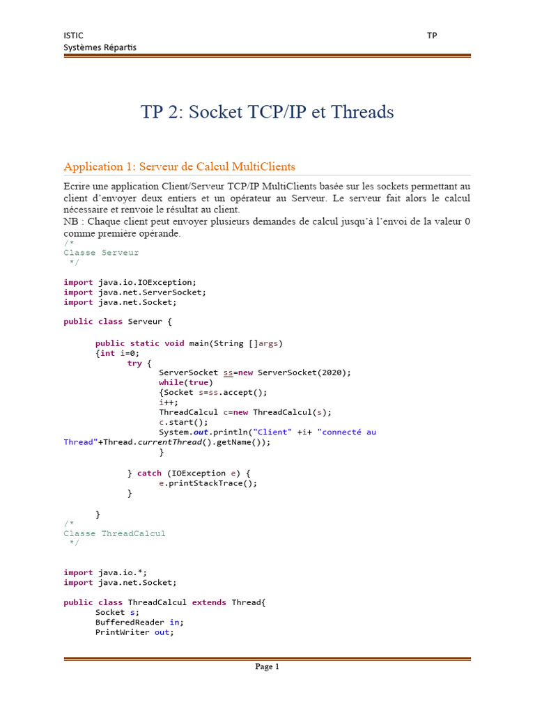 Application Réseau MultiClients | PDF | Programmation concurrente ...