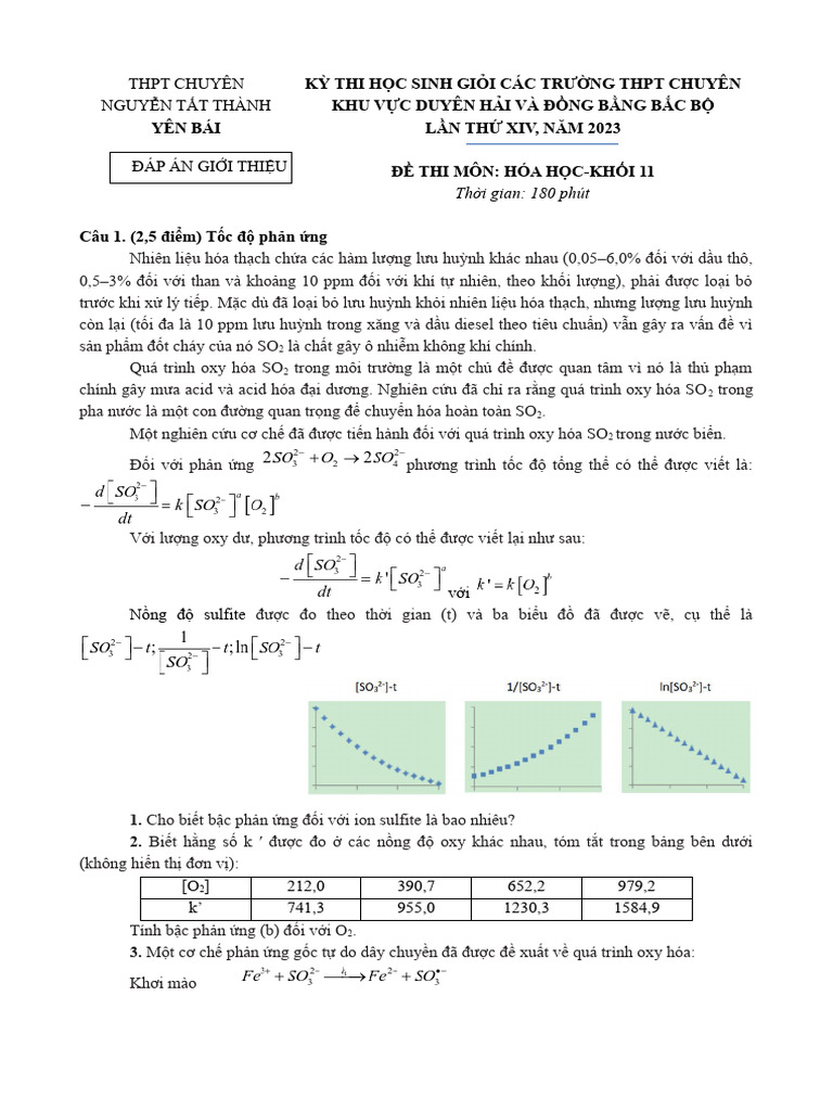Đáp Án Hóa 11 Cyb 2023 | PDF