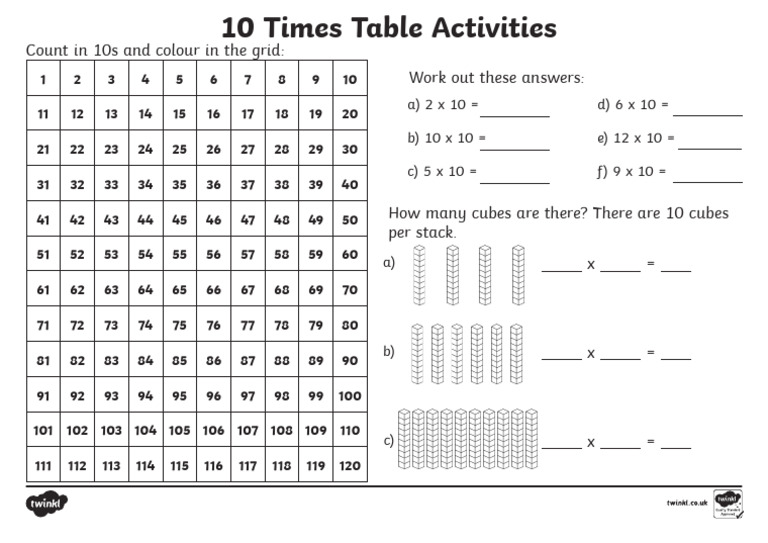 Count in 10s and Colour in The Grid: Work Out These Answers | PDF ...