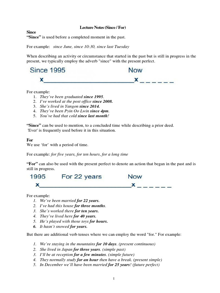 Understanding "Since" vs. "For" Usage | PDF