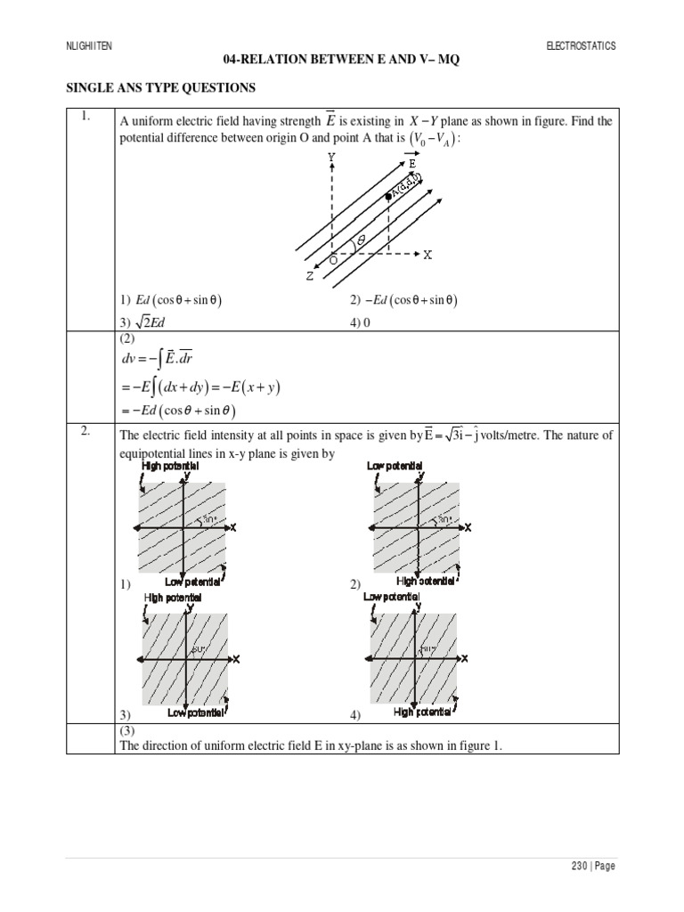 04 - Relation Between e and V - MQ | PDF