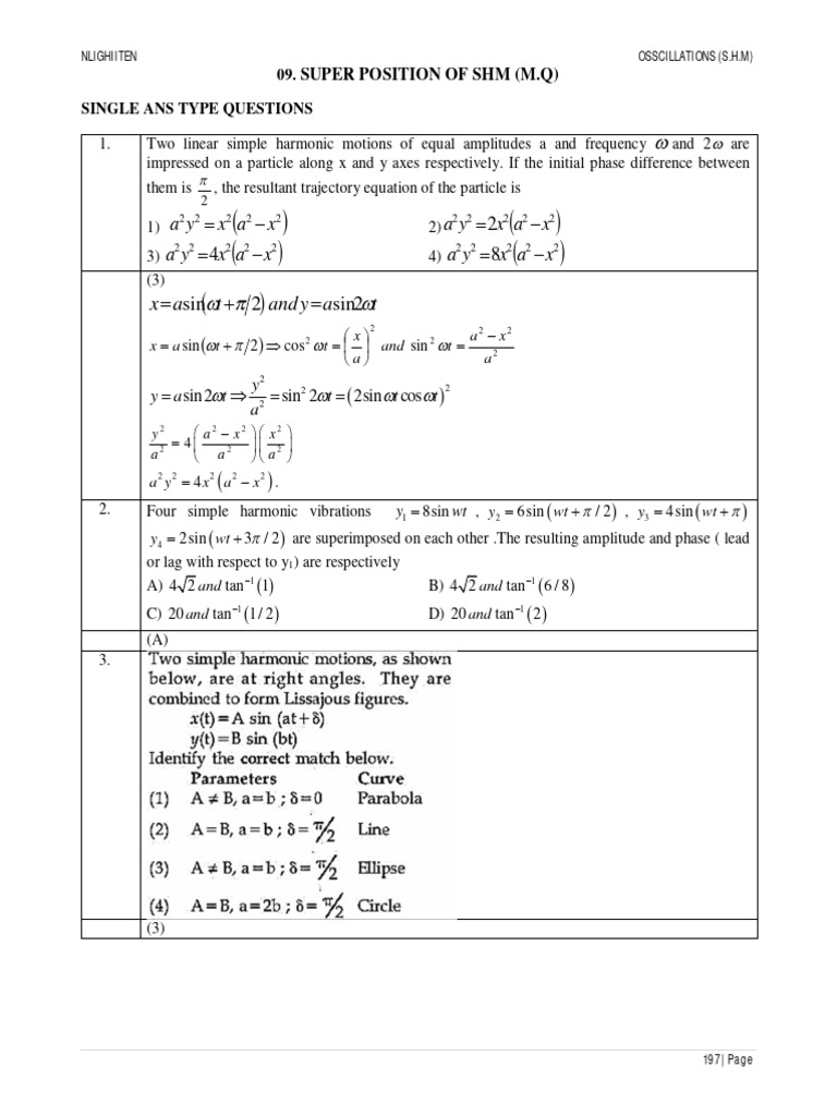 Super Position of SHM (M | PDF | Phase (Waves) | Oscillation