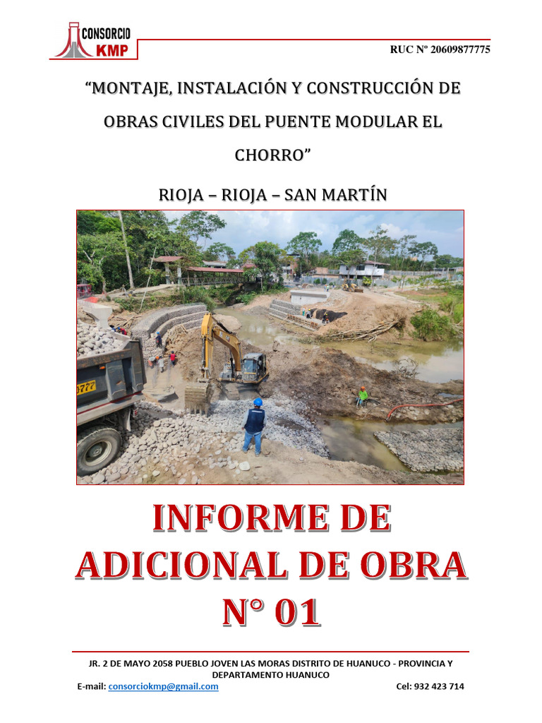 Informe Adicional de Obra 01 | PDF | Presupuesto