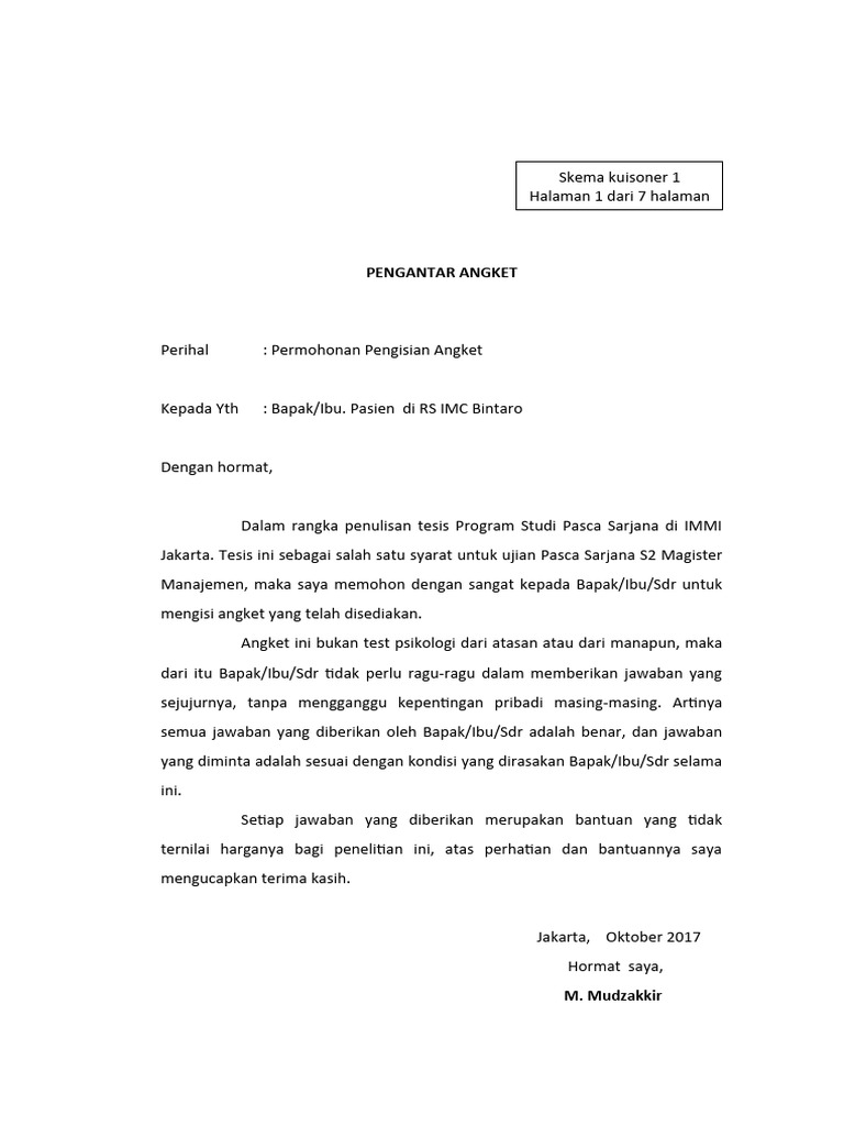 Angket Kepuasan Pasien RS IMC Bintaro | PDF