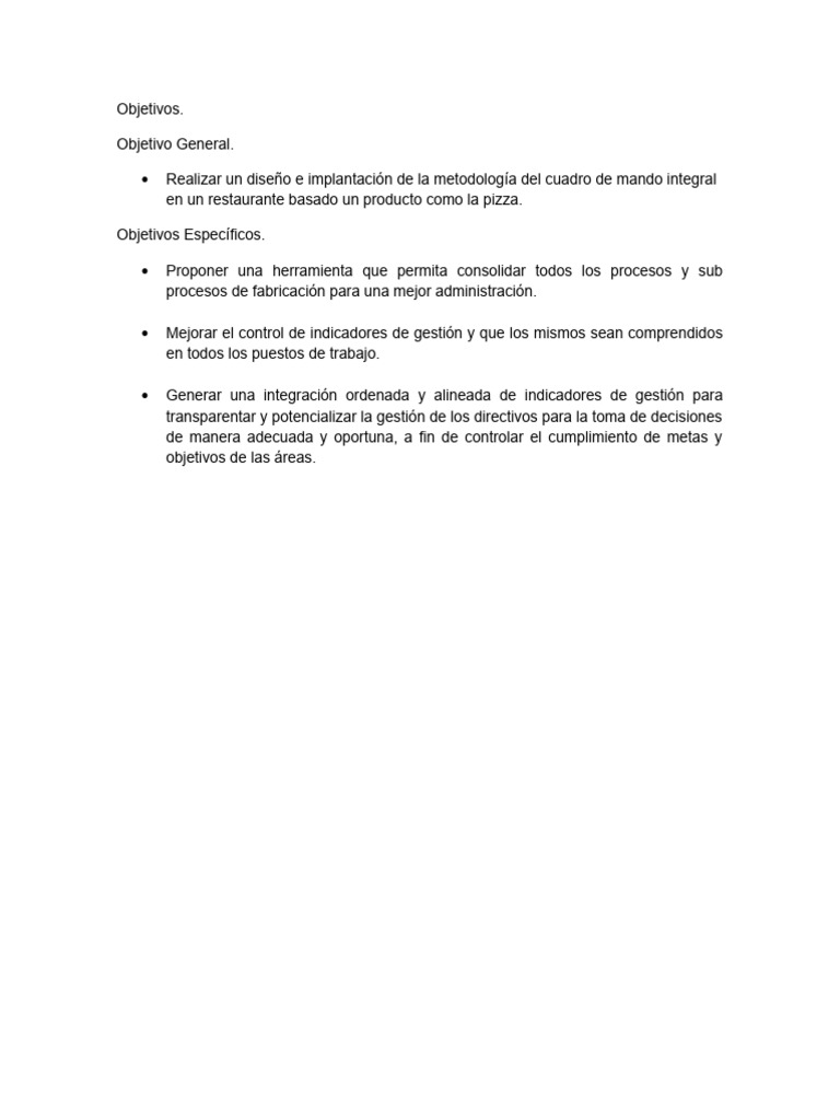 Objetivos General y Especifico | PDF