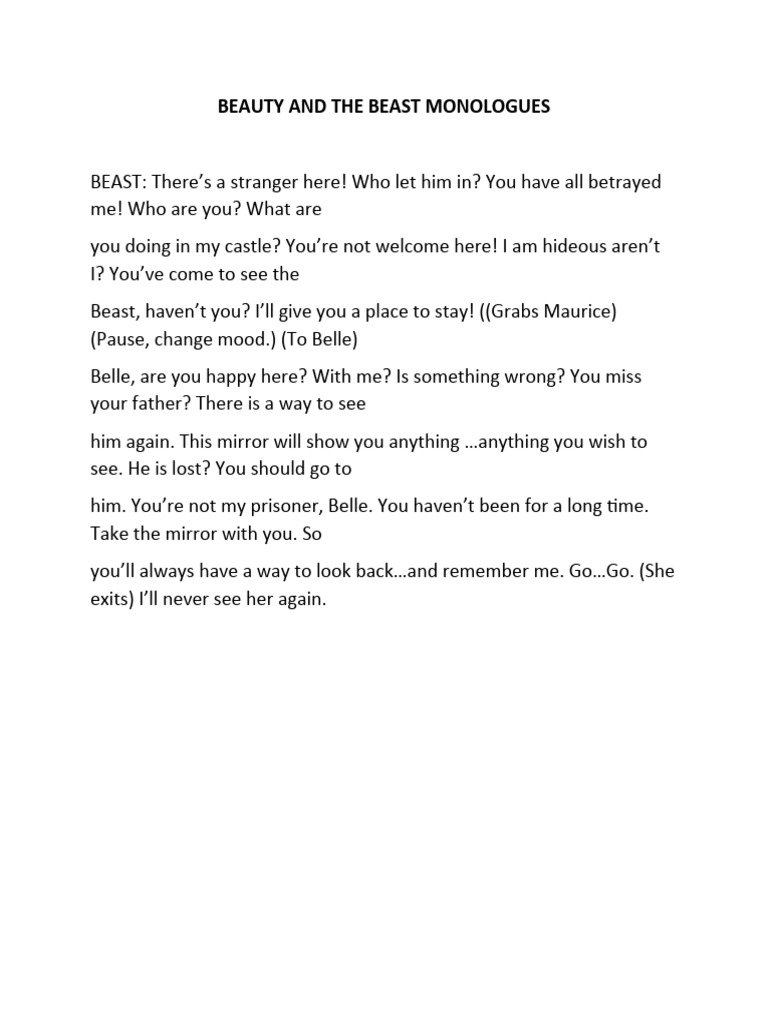 Beauty and The Beast Monologues | PDF | Art