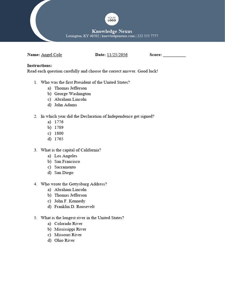 Quiz-Word-Template | PDF