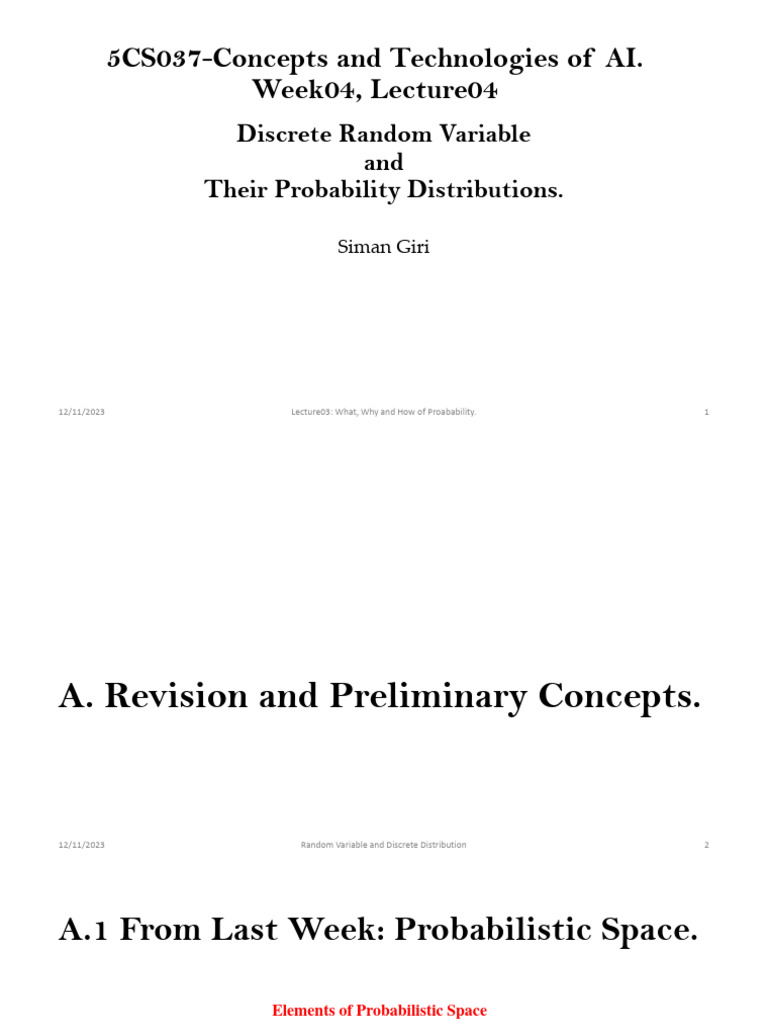 Random Variable And Discrete Distribution Lecture 04 Pdf 4650