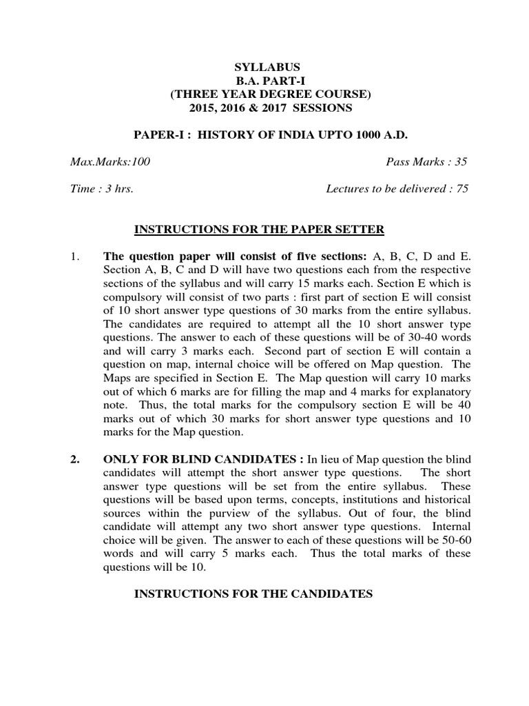 BA Part-I History Syllabus Overview | PDF | Ashoka | South Asia