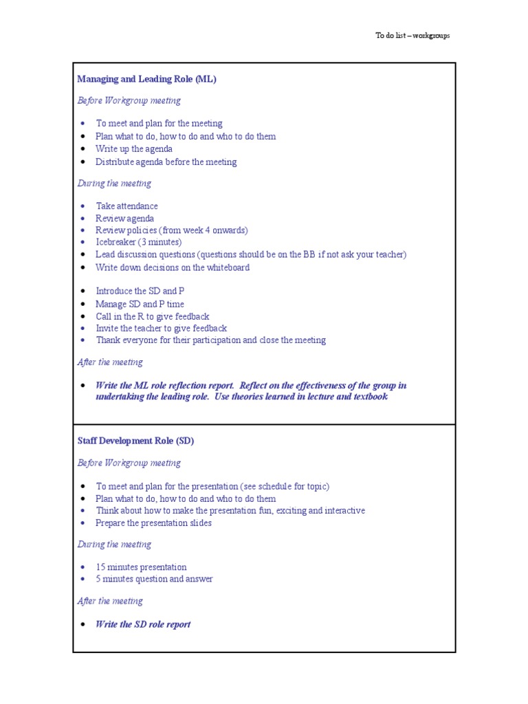 Guidelines and Responsibilities for Key Roles in Managing Workgroup ...