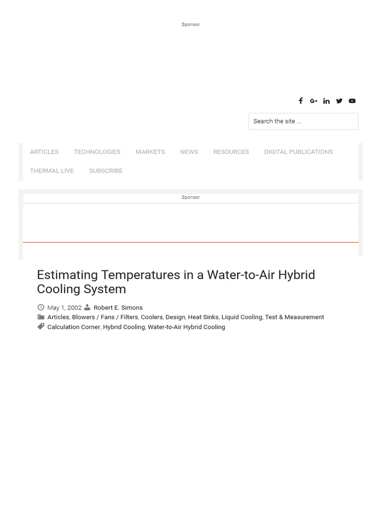 Estimating Temperatures in a Water-to-Air Hybrid Cooling System _ Electronics Cooling | PDF ...