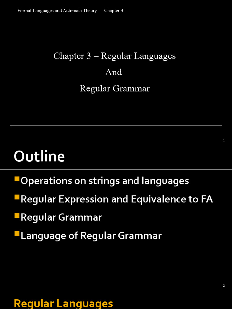 CH 3 - Regular Languages Amd Regular Grammars | PDF | Verb | Predicate (Grammar)