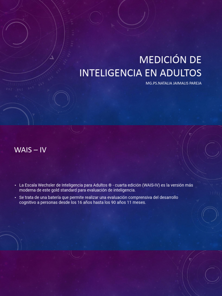 Wais IV | Descargar gratis PDF | Escala de inteligencia para adultos de Wechsler | Inteligencia