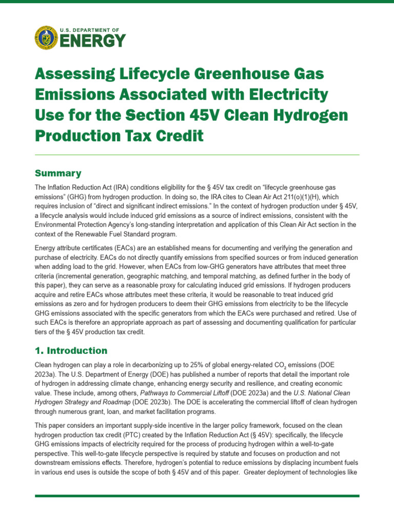 Assessing LCA - Section - 45V - Clean - Hydrogen - Production - Tax ...