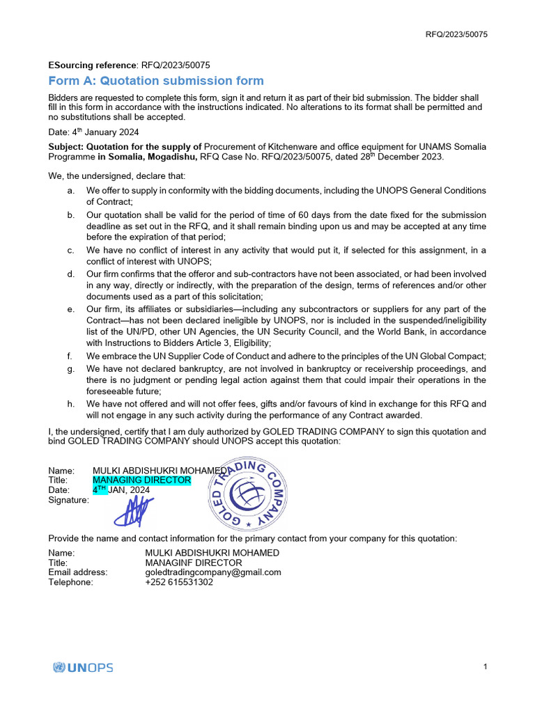 Form A Quotation Submission Form | Download Free PDF | Cookware And Bakeware | Knife