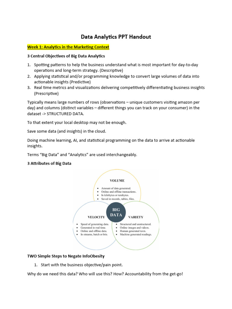 Data Analytics PPT Handout | PDF | Analytics | Predictive Analytics